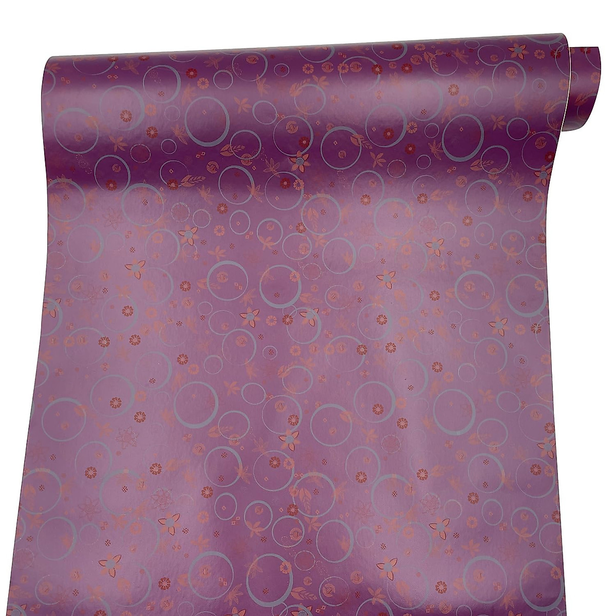 Yifely Peel & Stick Drawer Liner Removable Shelf Paper for Covering Apartment Old Cabinets Shelves, Purple Ring, 17.7 Inch by 9.8 Feet