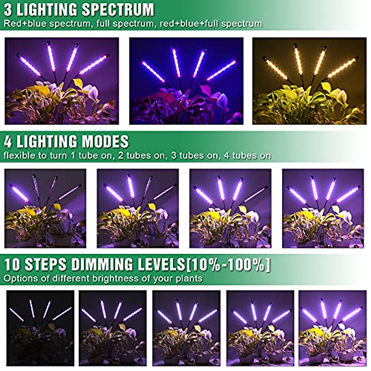 Lxyoug LED Grow Lights for Indoor Plants Full Spectrum Plant Light with 15-60 inches Adjustable Tripod Stand, Red Blue White Floor Grow Lamp with 4/8/12H Timer with Remote Control