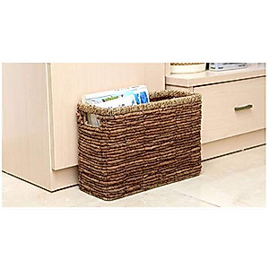 KXA Straw Magazine Basket Storage Basket Magazine Basket Rectangular Storage Basket Vintage Chinese Finishing Basket 26 38 15cm