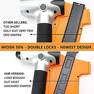 Contour Gauge with Lock, 2pcs 5&10 inch Profile Gauge Smart Measure Ruler Contour Duplicator Carpenter Tool for Vinyl Cutter Plank Install - Instant Template Instrument for Measuring and Cutting Wood
