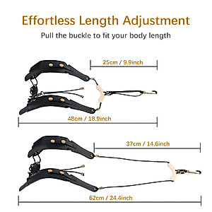 RANMING Saxophone Shoulder Strap,Double Shoulder Leather Saxophone Harness Strap with Adjustable Length Metal Slider Sax Harness,Reduces Neck Pain,for Long Hours of Practice.