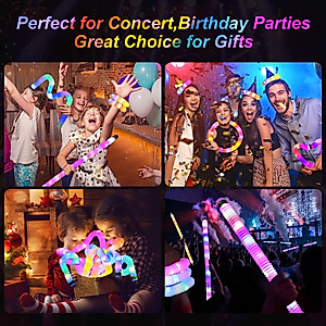 Light Up Pop Fidget Tubes Party Favors for Kids, 12 Pack Glow in The Dark Party Supplies Toddler Sensory Toys, Large Glow Sticks as Goodie Bag Stuffers and Birthday Party Pack Return Gifts for Kids
