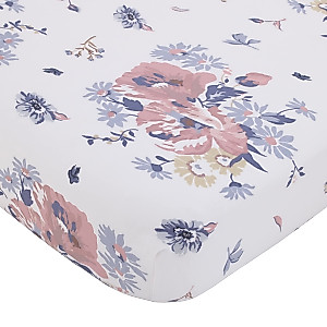 NoJo Farmhouse Chic Pink Gingham, and Velvet 'Bundle of Sweetness' 4 Piece Nursery Crib Bedding Set - Comforter, 100% Cotton Fitted Crib Sheet, Crib Skirt, and Storage