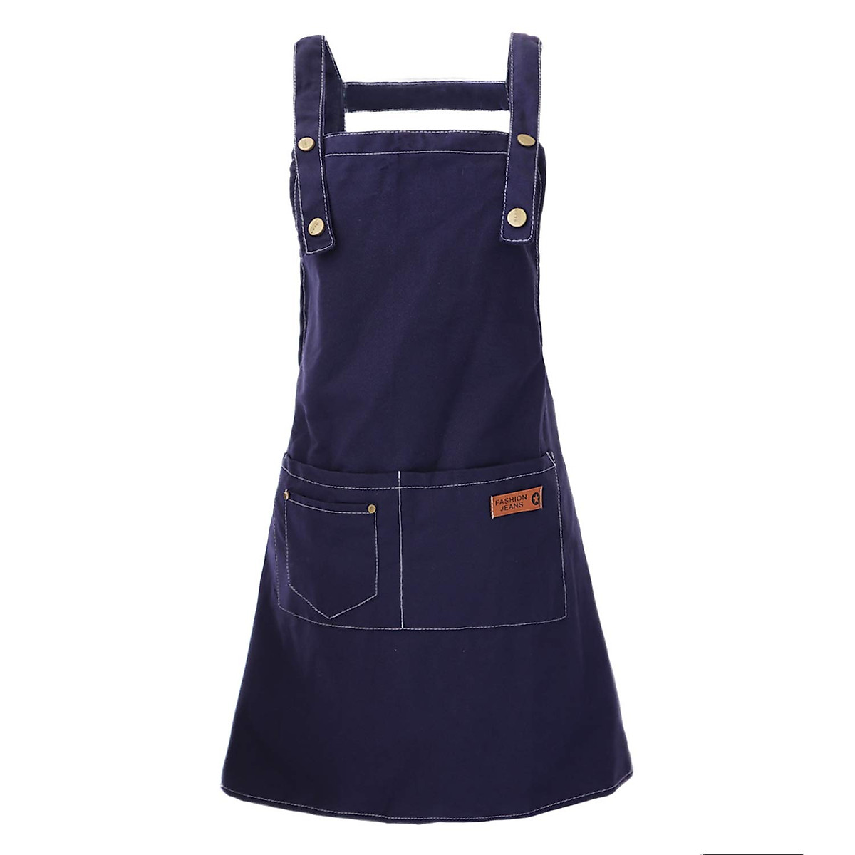 Adjustable Canvas Bib Apron With 3 Pockets Cooking Kitchen Artist Apron For Women Men (Blue)