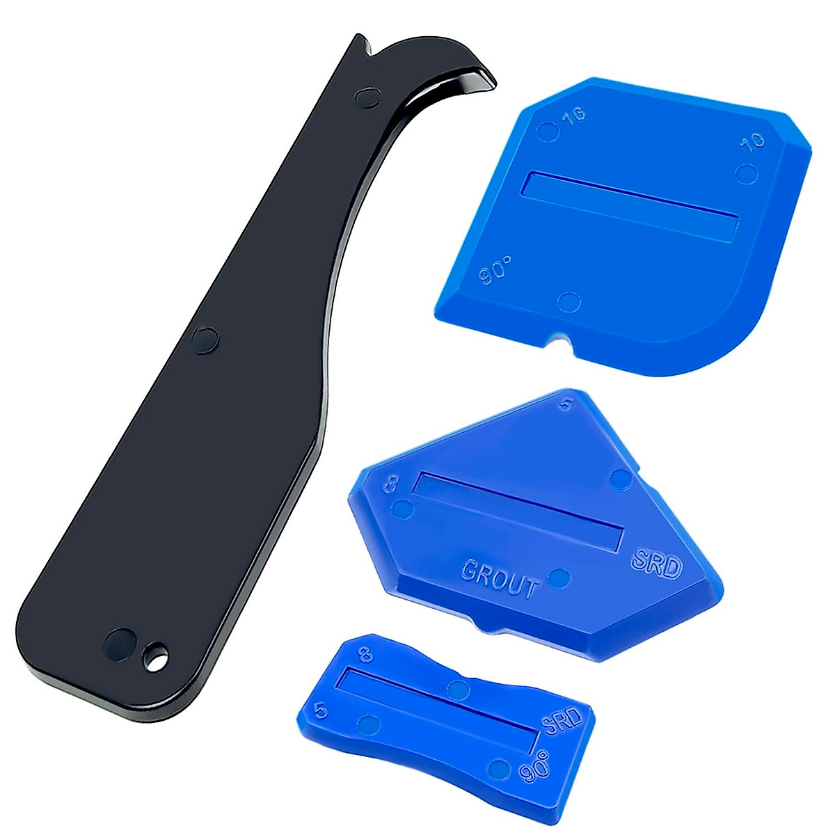 Caulking Tool Kit, with 4 Pcs Caulking Tools, Caulk Finishing Tool, Grout Scraper, Caulking Removal Tool, for Kitchen Bathroom Floor Sink Joint, Sealant Finishing Tool