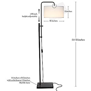 Brightech Leo Mid-Century Modern Standing Lamp for Bedroom, Contemporary Lamp for Living Rooms & Offices, Tall Lamp with Heavy Base, LED Floor Lamp, Great Living Room Décor - Black