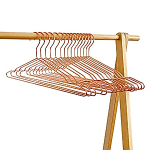 Gold Metal Clothes Hangers 15 Pack,16.5'' Heavy Duty Rose Gold Hangers for Coat, Suit, Bridesmaid Hangers for Wedding, Wire Metal Hangers (Rose Gold, 15)