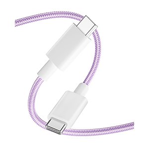 USB C to USB C Cable - 100W Type C to C Fast Charging Cable for iPhone 15 Pro Max/Plus Samsung S23 iPad Pro iPad Air/Mini MacBook Pro/Air Google Pixel Chromebook (PD 6.6Ft Nylon Cord, Purple)