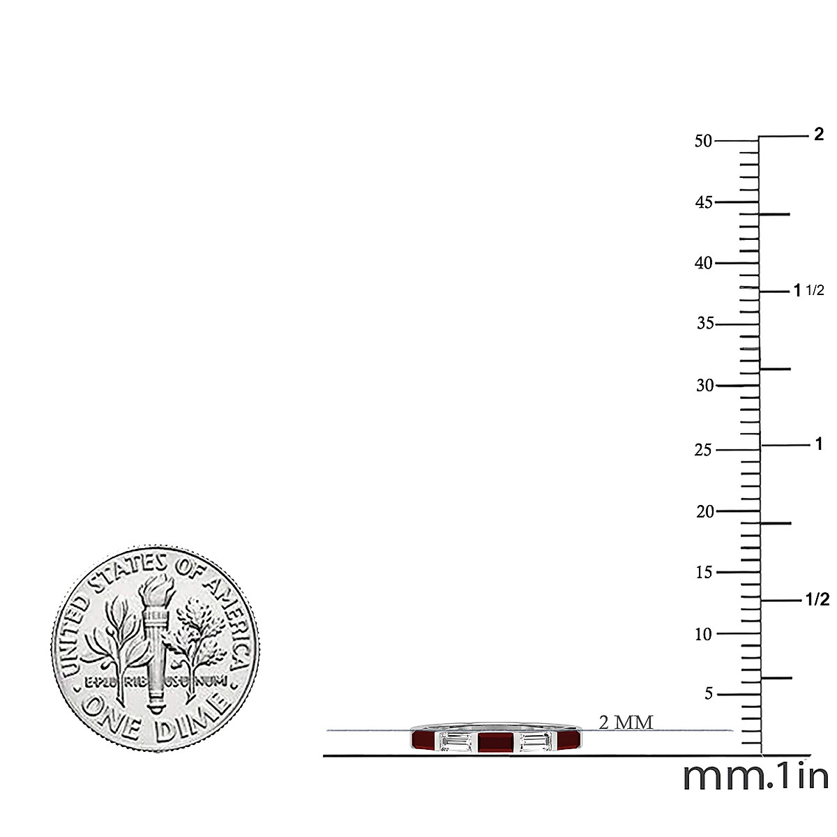 Dazzlingrock Collection Baguette Ruby & White Diamond Ladies 5 Stone Anniversary Wedding Band, 18K White Gold, Size 5.5