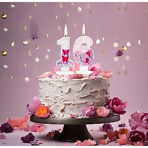 Birthday Candle 9,Rose Butterfly Number 9 Candle for Cake Pink Birthday Candles Number 9 Women Girl Party Supplies