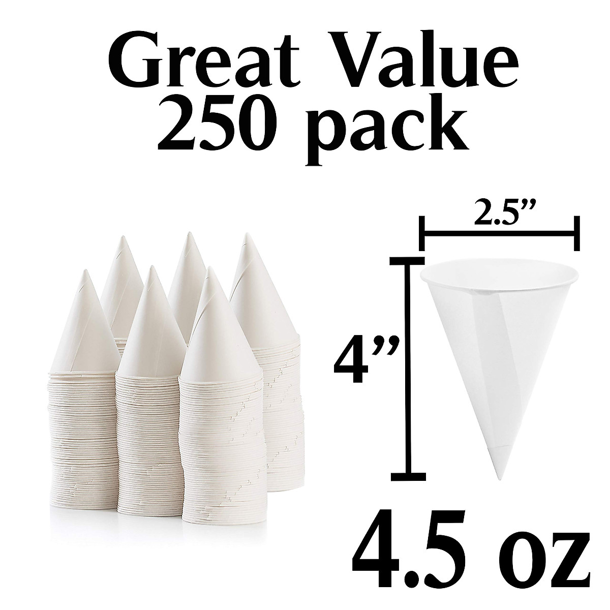 Upper Midland Products 250 Snow Cone Paper Cups Eco Friendly 4.5 Oz