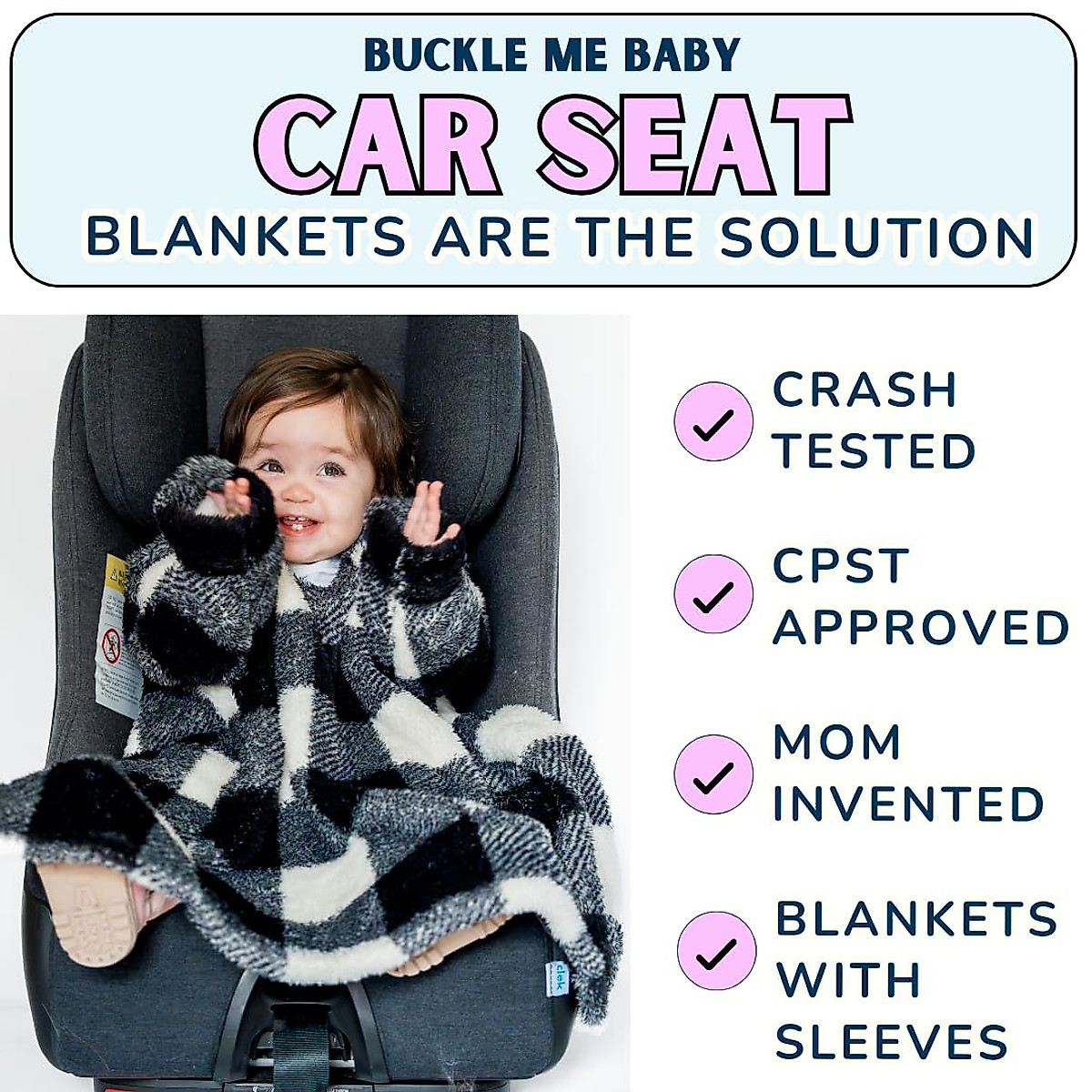 Buckle Me Baby Car Seat Blanket - Wearable Car Seat Blankets for Babies - Carseat Blanket Made from Cozy Warm Sherpa for Winter and Fall - Cover, Poncho, Jacket Alternative for Kids and Babies