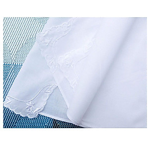 MileyMarla Ladies Embroidery Cotton White Handkerchiefs Lace Wedding HankiesA-3pcs