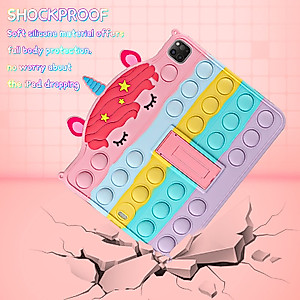 WESADN Silicone Fidget Bubble Case with Kickstand for iPad Pro 12.9 inch 2022 2021 2020 2018