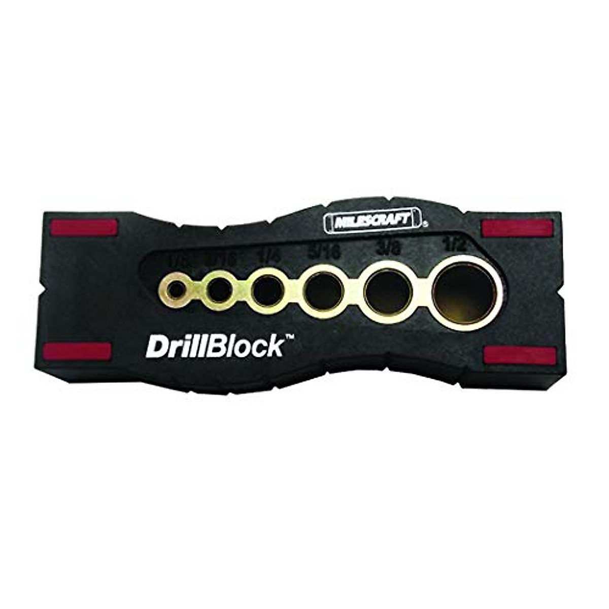 Milescraft 1312 DrillBlock Handheld Drill Guide - Perfect 90(degree) Drilling - 6 Steel Bushings - Anti-Slip - V-Drill Guide - Works on Flat, Angled and Round surfaces