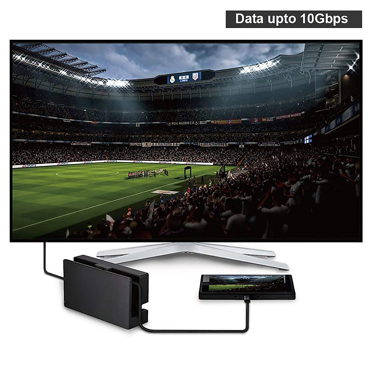 VANJUNN Extender Cable for Nintendo Switch Dock and Console Host, 10 Gbps Data Transfer Rate TV Dock Video Extension Line Cord for Nintendo Switch Dock Accessories Type C USB3.1(3.28ft)