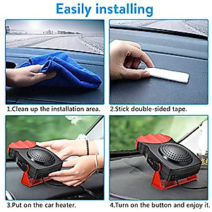 Leaflai Car Heater Fan, 12V 150W Portable Car Heater 2 in 1 Fast Heating Car Windshield Defrost Defogger Auto Ceramic Heater Fan (Red)