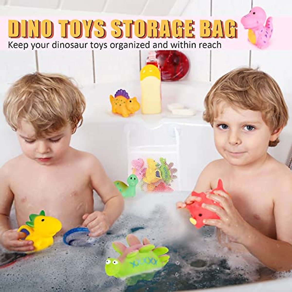 CLYMENE Mold Free Dinosaur Bath Toys for Toddlers 1-4, No Hole No Mold Bath Toys for Infants 6-12-18 Months, Dinosaur Baby Bathtub Pool Toy for 1 2 3 4 Year Old Toddlers Kids (6 Pack)