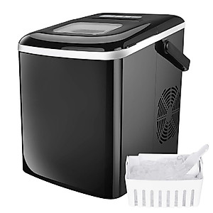 EVAMOKE Ice Makers Countertop with Handle, Nugget Ice Cubes Ice Machine with Basket and Ice Scoop, Portable Ice Maker 9 Cubes Ice Black Mini Bullet Ice Maker Small, Ice Maker for Home&Kitchen&Office