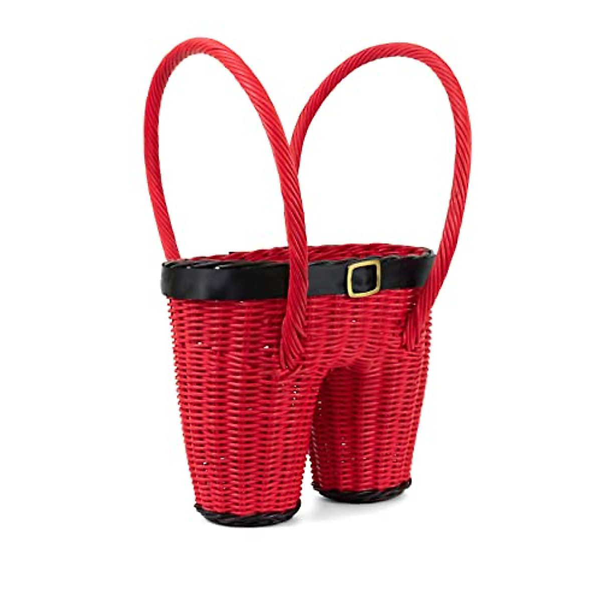 G6 COLLECTION Hand Woven Santa Pants Rattan Easter Basket Christmas Storage Decorative Bin Shelf Organizer Cute Nursery Home Decor Handmade Handcrafted Gift Decoration Santa Shorts Wicker