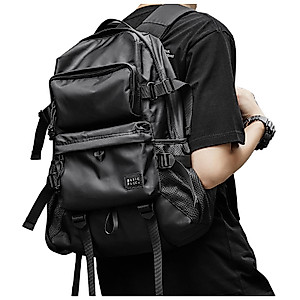 Simple Mens Backpacks for Working with Laptop Compartment,Camping Rucksack School Backpack Bookbag for Men College Students,Lightweight Durable Hiking Travel Computer Bag Fits 15.6 Inch Notebook,Black