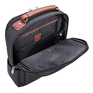 McKlein Logan, 1680D Ballistic Nylon with Leather Trim, 17" Nylon, Two-Tone, Dual-Compartment, Laptop & Tablet Backpack, Black (79085)