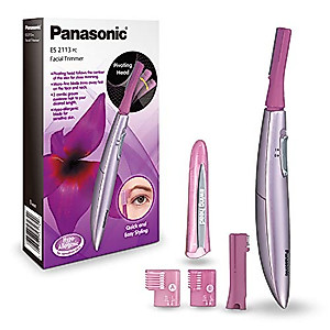 Panasonic Women’s Facial Hair Remover and Eyebrow Trimmer with Pivoting Head, Includes 2 Gentle Blades for Brow and Face and 2 Eyebrow Trim Attachments, Battery-Operated – ES2113PC