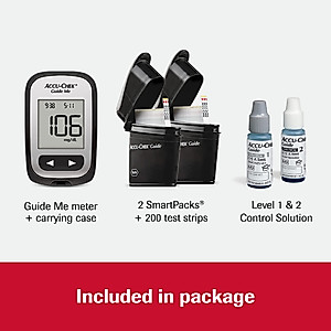 Accu-Chek Guide Me Glucose Monitor Kit for Diabetic Blood Sugar Testing: Guide Me Meter, 200 Guide Test Strips, and Control Solution