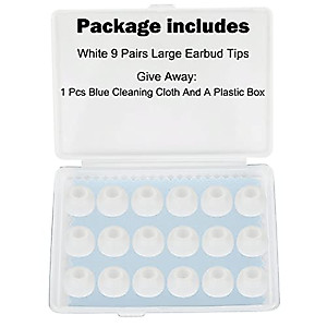 DMZHY Earbud Tips Replacement Earbud Tips Earbud Replacement Tips Headphone Earbud Tips Ear Covers Earbuds Rubber Tips Compatible with Powerbeats 2 Powerbeats 3 Lg Samsung Earbuds White L 9 Pairs