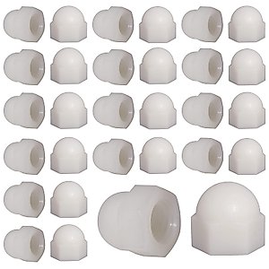 HARSKIYER 30pcs White Nylon Hex Cap Nut, M6 Acorn Hex Cap Nuts Nylon Hex Acorn Nuts Hexagon Decorative Cap Nut Acorn Hex Nuts