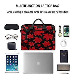 Fall Red Maple Laptop Computer Bag Waterproof Shoulder Messenger Bag 13-15 inch Durable Laptop Tote Bag with Shoulder Strap Handle Lightweight Crossbody Briefcase