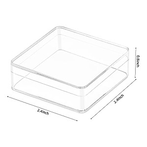 Worasign Small Acrylic box, 6 Pack 2.4x2.4x0.79 Inches Min Clear Acrylic Plastic Square Containers, Plastic Square Cube with Lid for Candy Pill ,Tiny Jewelry Beads, Coins