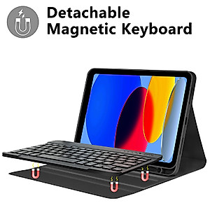 COO Keyboard Case Compatible with ipad 10th Generation (2022), Wireless Detachable Keyboard with Premium Protective Cover with Pencil Holder for Apple iPad 2022 10.9 Inch Black