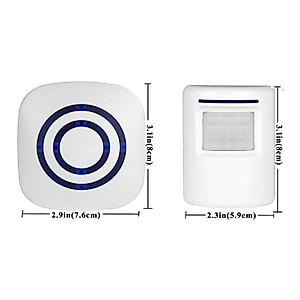 Wireless Home Security Driveway Alarm, Enegg Entry Alert, Visitor Door Bell Chime with 2 Plug-in Receiver and 1 PIR Motion Sensor Detector Alert System, Quality Sound and LED, 38 Melodies