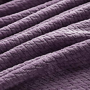 Kingole Flannel Fleece Luxury Throw Blanket, Lavender Purple Travel/Throw Size Jacquard Weave Pattern Cozy Couch/Bed Super Soft and Warm Plush Microfiber 350GSM (50 x 60 inches)
