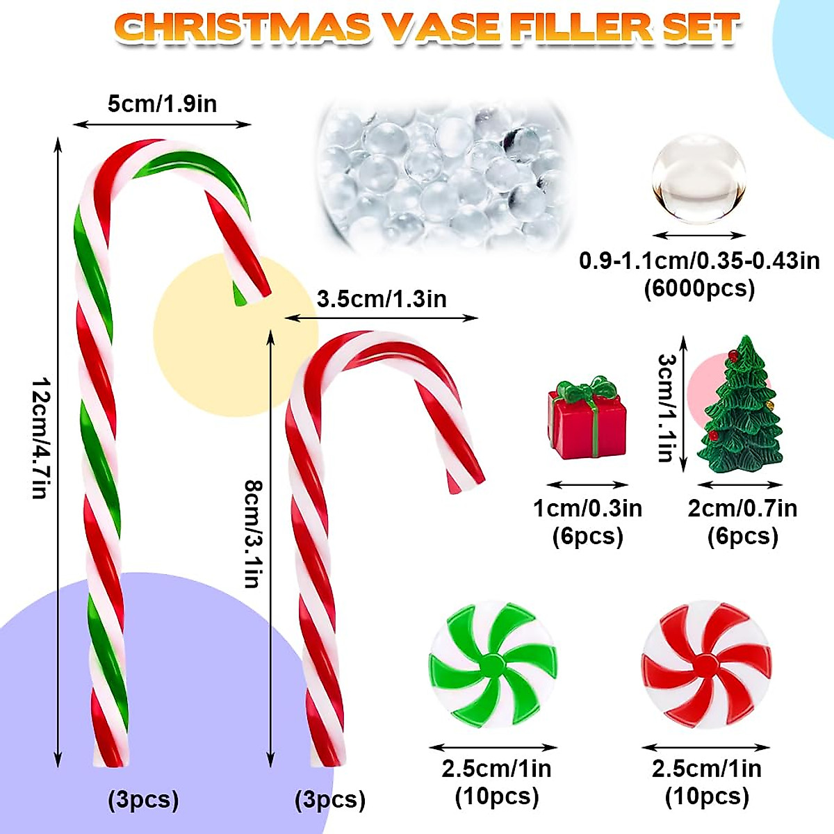 OneNine 7138 Pieces Christmas Vase Filler Water Beads Transparent Christmas Baubles Plastic Christmas Vase Filler Pearl for Christmas Family Table Party Decorations