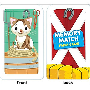 School Zone - Memory Match Farm Card Game - Ages 3+, Preschool to Kindergarten, Animals, Early Reading, Counting, Matching, Vocabulary, and More (School Zone Game Card Series)