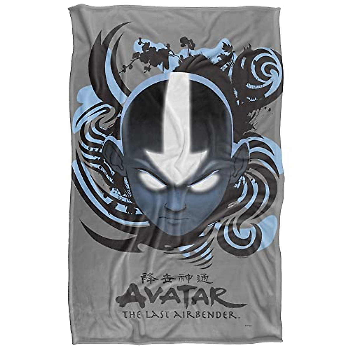 Avatar The Last Airbender Blanket, 36"x58" Airbender Blue and Black Kanji Silky Touch Super Soft Throw Blanket