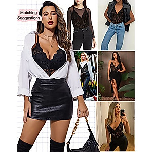 Avidlove Women Teddy Lingerie One Piece Babydoll Bodysuit Romper,Medium,Black