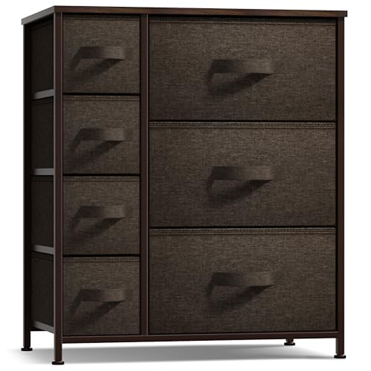 Sorbus Dresser with 7 Drawers - Chest Organizer Tower Unit with Steel Frame, Wood Top, Easy Pull Fabric Bins - Storage Furniture for Bedroom, Hallway, Closet & Office Organization