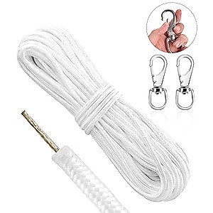 DOSTATNI 5/16" x 100 ft Wire Center Flagpole Rope with Clips Kit Polyester Flagpole Halyard Rope with Wire core and 3.4" Stainless Steel Snap Hooks for Flagpole