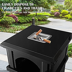 POWLAB Outdoor/Indoor Trash Can Commercial Trash Can Waste Container with Perforated Galvanized Steel Panel for Disposal Commercial Waste Container -Black