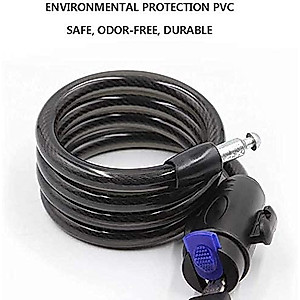 Bike Lock, Cable Lock, Coiled Secure Keys, Portable Mountain Bike Wire Lock with Mounting Bracket 1.2Mx12mm(Color:Green)