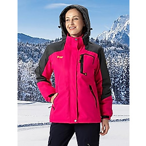TBMPOY Women's Warm Winter Coats Waterproof Windproof Snow Jackets Insulated Fleece Rain Jacket for Skiing Outdoor Rose S