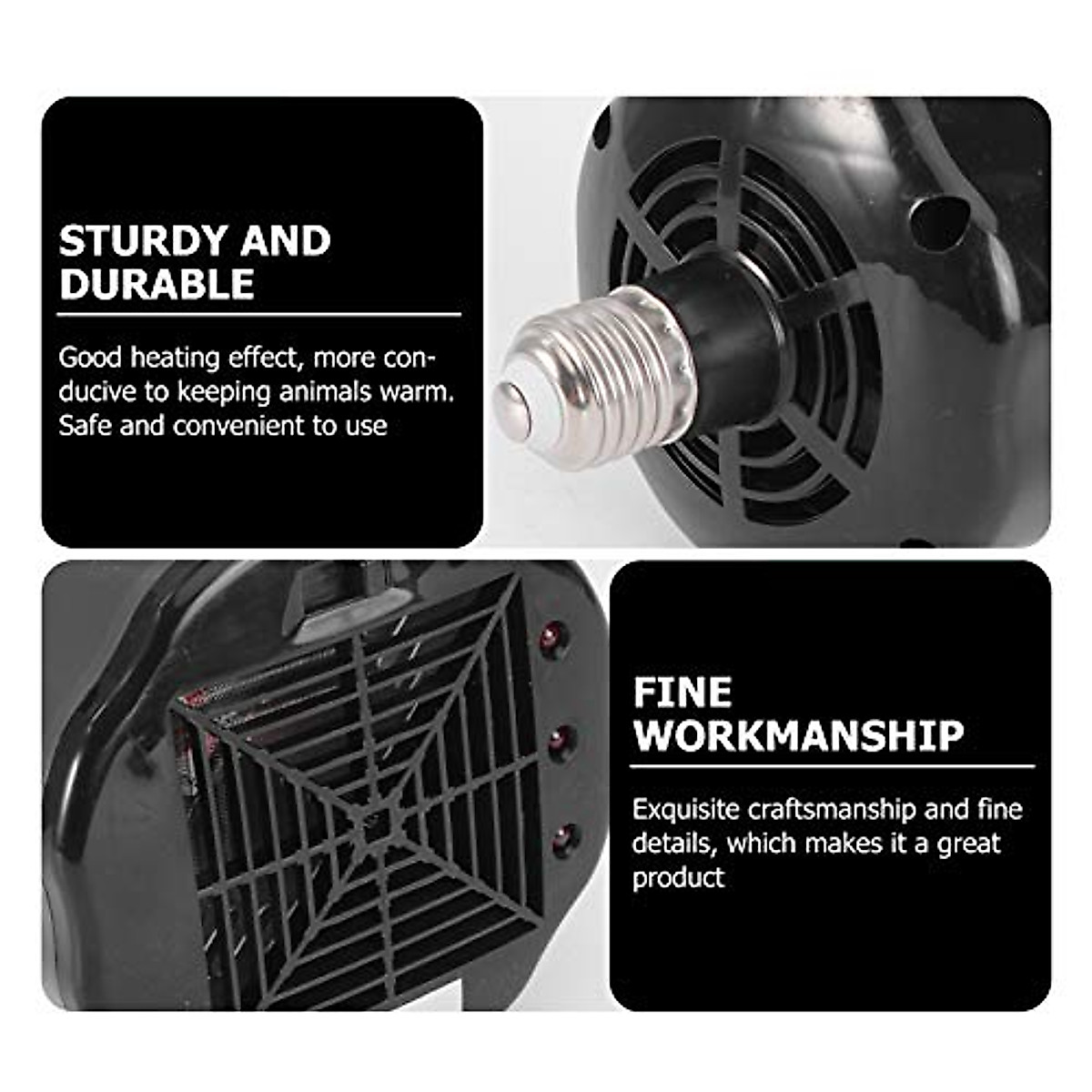 YARDWE Reptiles Reptile Heat Emitter Safe Chicken Coop Heater Livestock Heat Warm Light Cultivation Heating Lamp for Farm Animal Poultry Cat Dog Reptile Style Poultry Heat Lamp