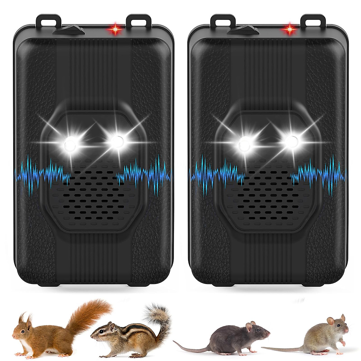 Rodent Deterrent for Cars,2 Pack Car Rodent Repellent Under Hood with Ultrasonic and Strobe Light to Keep Rodents Squirrels Out of Car,Battery Operated Rodent Repellent for Car Engines RV Garage