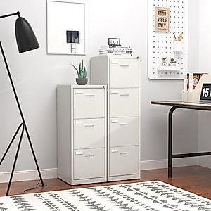 4 Drawer File Cabinet Vertical Filing Cabinets with Lock Metal File Cabinets Office Home Letter Size Steel Vertical File Cabinet for A4 Letter/Legal Size W15.7”x D18”x H53” Beige Assembly Required