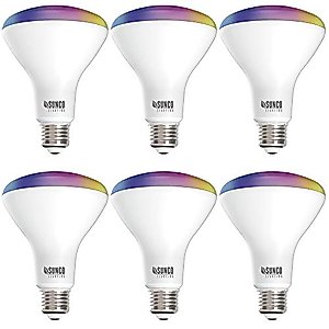 Sunco Lighting BR30 Alexa Smart Flood Light Bulbs Color Changing LED Recessed WiFi Bulb, 8W, RGBCW, Dimmable, 650 LM, Compatible with Alexa & Google Assistant, E26 Base, No Hub Required 6 Pack