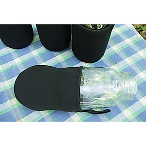 Masun Mason jar Sleeve Wide, and regular mouth quart jars (Black 4 pack)