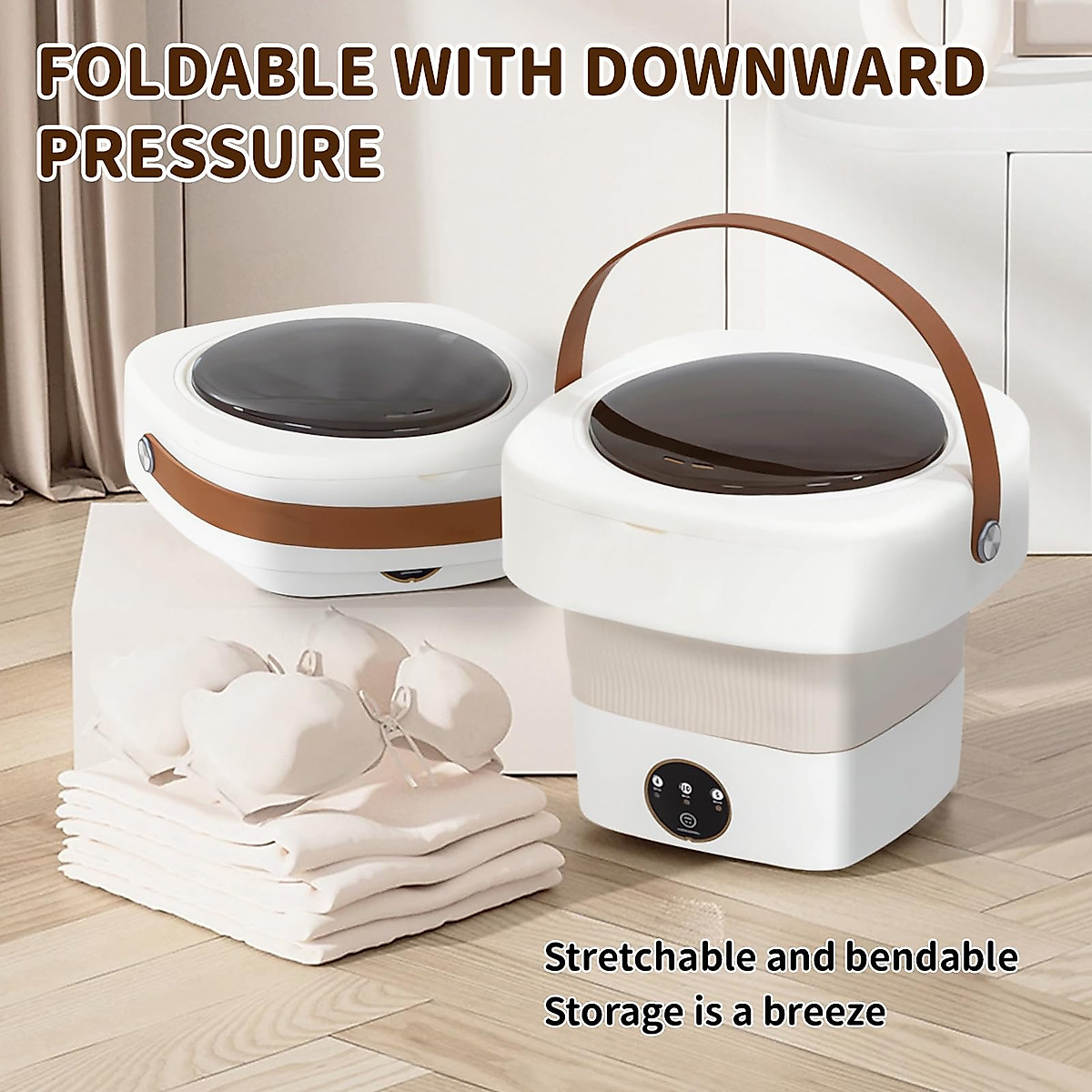 DollarDash Portable Washing Machine Mini 4.5L Portable Washer Small Washing Machine 60w Folding Lavadora Portatil Dryer Foldable Compact Clothes Laundry Apartment Underwear Travel Camping (White)